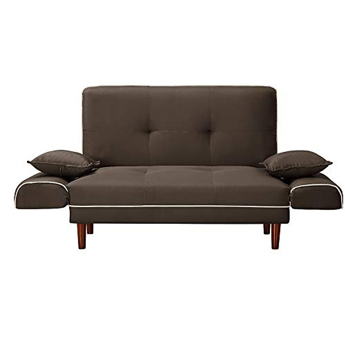 LTT Futon Sofa Bed, Futon Sofa, Folding Sofa Bed Multifunctional Dual Purpose Multifunctional Leisure Sofa Bed Brown Sofa Bed with 2 Pillows