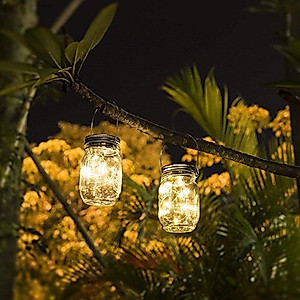 4Pack Solar Mason Jar Lights, Solar Lantern 30Leds Outdoor Glass Hanging String Lamp, Fairy Decoration for Garden Patio Yard Home