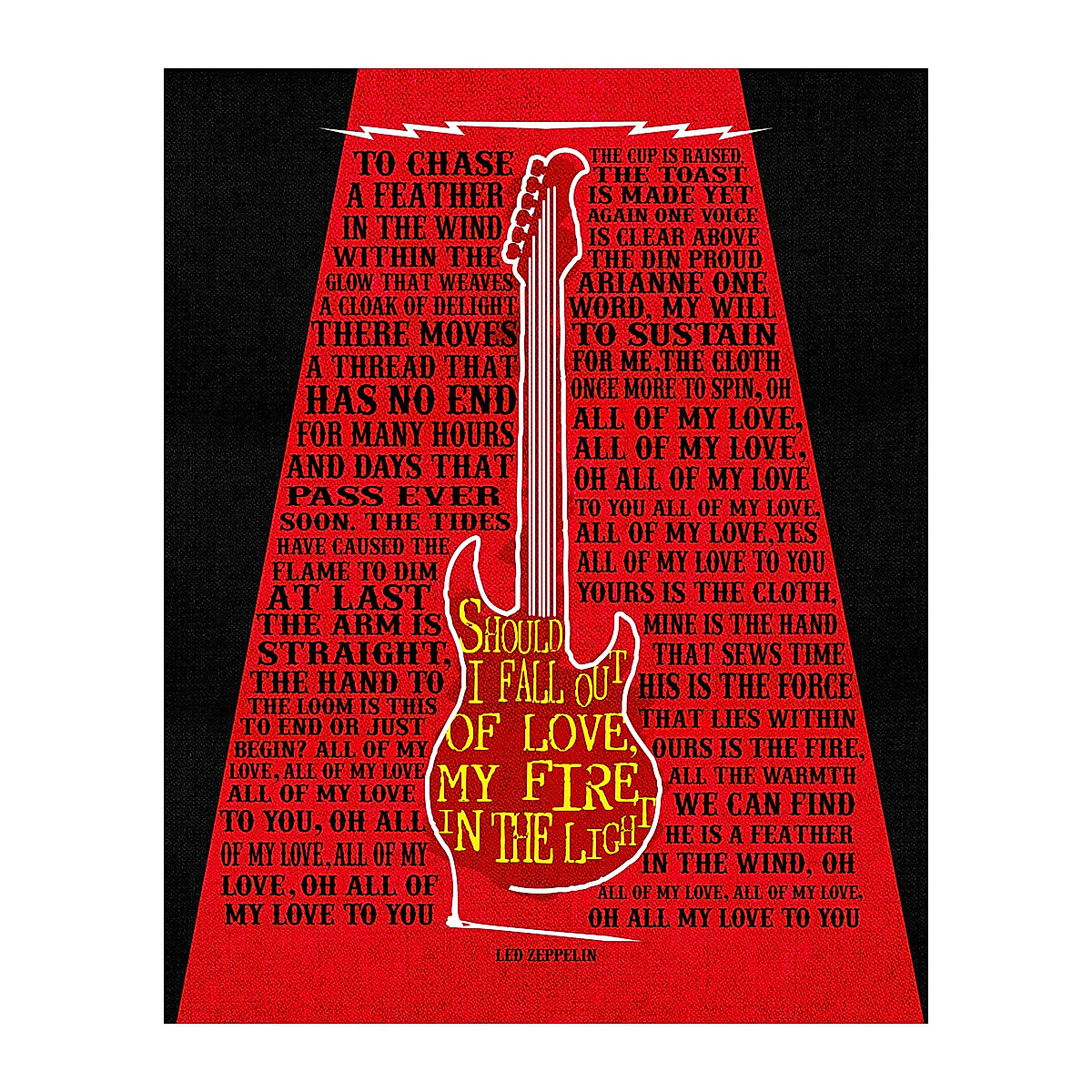 Led Zeppelin - All My Love Song Lyric Wall Art Print, This Ready to Frame Modern Music Wall Art Poster is Perfect For Home, Music Room, Studio, And Living Room Decor Aesthetic - Unframed - 8x10"