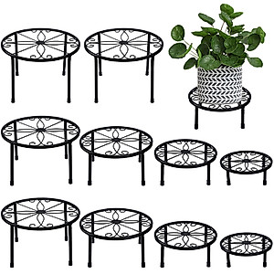 10 Pack Metal Plant Stand Anti Rust Iron Flower Pot Stand Indoor Plant Stand Rustproof Indoor Outdoor Plant Stand Round Plant Shelf Holder for Home Indoor Outdoor Planter Garden Decoration (Classic)