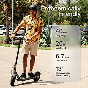Blutron One Plus S65 Electric Scooter for Adults, 800W Peak Power Motor, 40 Miles Ultra Long Range & 20 MPH, Folding Commuter E Scooter, Dual Brakes & Suspension, 10" Pneumatic Tires