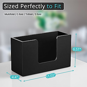 Paper Towel Dispenser Countertop, Wooden Bathroom Paper Towel Holder, Black Napkin Holder for Kitchen, Countertop Multifold C-Fold, Z-Fold, Trifold Paper Hand Towel Dispenser for Bathroom Toilet