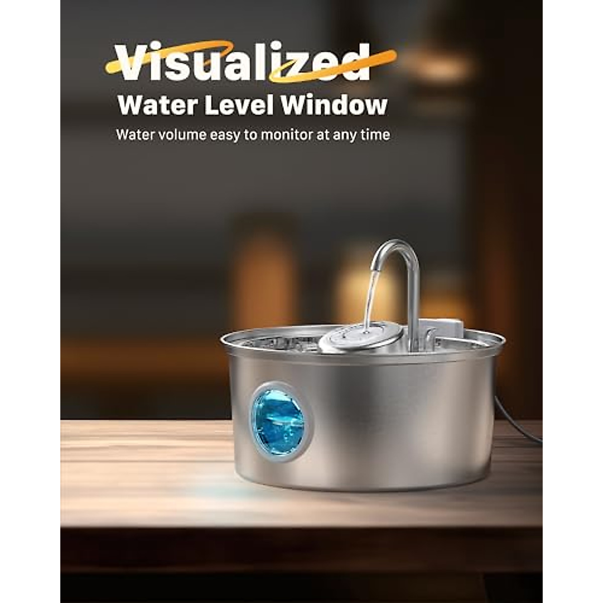 Cat Water Fountain Stainless Steel: Cat Fountain for Drinking Dog Water Bowl Dispenser 108oz/3.2L Automatic Kitty Spout Metal Pet Water Fountain Indoor KOOGMOON