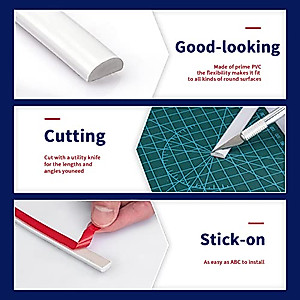 Art3dwallpanels 10 Ft Flexible Peel and Stick Trim Molding for Backsplash Tile Edge, Self-Adhesive Wall Trim for Corner Decor（White）