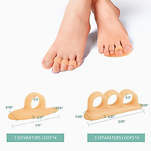 Welnove Hammertoe Corrector Gel Toe Straighteners - 8 Pcs Toe Support Pads Cushion - Realign Bent, Crooked, Curled, Claw, Hammer Toes - Firm Support