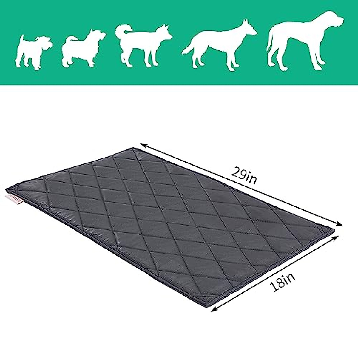 HOMBYS Chew Proof Tough Dog Crate Pad Mat 18"x29", Durable Pet Bed Mat for Teething Puppy Who Chew Their Beds, Upgraded Indestructible Training Fabric Kennel Pad for Dogs Crate Cages