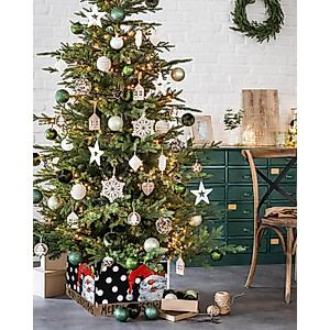 Christmas Boho Christmas Tree Collars for Artificial Trees, Christmas Tree Ring Xmas Tree Base Stand Cover Tree Skirts for Xmas Tree Decorations Holiday Party Red Gnomes Black White Dots 17'' x 10''