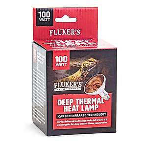 Fluker's Deep Thermal Heat Lamp for Reptiles with Carbon Infrared Technology, for All Reptile Tanks, Great for Basking, 100 Watt