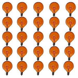 Lxcom Lighting 25 Pack G40 Orange LED Replacement Globe Bulb 0.5W String Light Vintage LED Filament Bulb E12 Candelabra Base Orange Round Decorative LED Edison Bulbs for Patio Garden Lights(Orange)