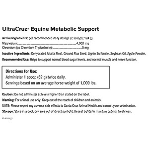 UltraCruz Equine Metabolic Support Supplement for Horses, 10 lb, Pellet (36 Day Supply)