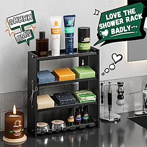 WINKINE Soap Holder Compatible with Dr.Squatch Soap, Shower Caddy for Men, Shampoo Bar Holder for Shower with Razor, Wall Mounted Bar Shower Organizer for Bar Soaps, Shampoo, Shower Soap Shelves