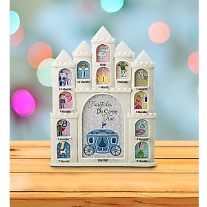 Mozlly White Fairy Tales Do Come True Castle Baby First Year Collage Photo Frame Glitter Finish 12 x 9.5 Inch Nursery Room Decor for Little Prince & Princess 1 Month-1 Year Pictures