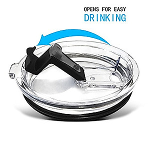 Weierken 20oz 2 Lids with Slider Spill Resistant Vacuum Replacement Black Locking Closure for Yeti Tumbler, No Leak with Closure Cup Fit Open/Close 3 INCH DIAMETER Travel Lid or Sports Bottle