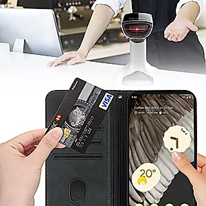 Oduio 7 Pro 5G (6.7") Wallet Case Premium PU Leather Flip Folio Case with [Shockproof TPU Inner Shell] Card Holders Slots Magnetic Kickstand Phone Cover, Black