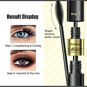 2 PCS Thrive Mascara,2 In 1 4D Lash Cosmetics Vibely Mascara 5x Longer Waterproof telescopic mascara,For Natural Lengthening And Thickening Effect Long-Lasting Dense Curled No Clumping
