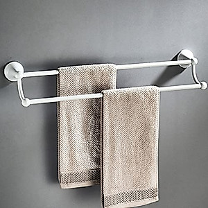 DOITOOL Double Towel Bar Wall- Mounted Brass Towel Bar Towel Holder Antique Brass Retro Towel Rack Wall Mounted Brass Storage Rack Smooth Towel Rack Towel Holder (White) Towel Storage Bar