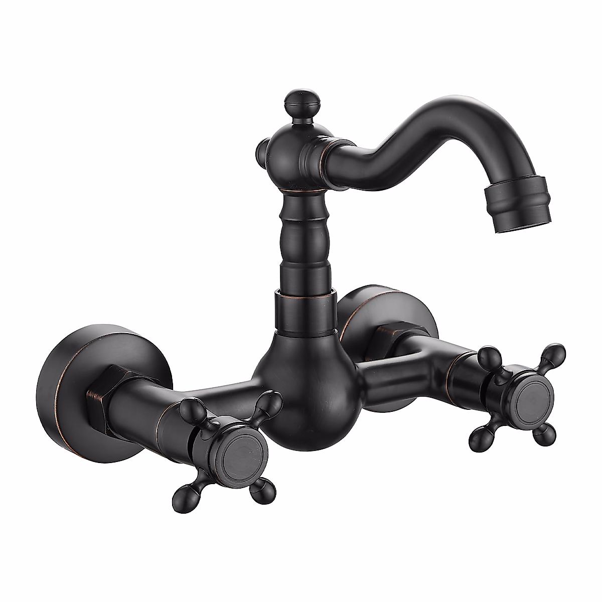 GGStudy Wall Mounted Kitchen & Bathroom Sink Faucet With Double Cross Handle Oil Rubbed Bronze