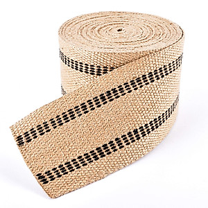 Upholstery/Craft Jute Webbing (Burlap) 3.5 Inches X 10 Yards-Natural W/Black Stripes