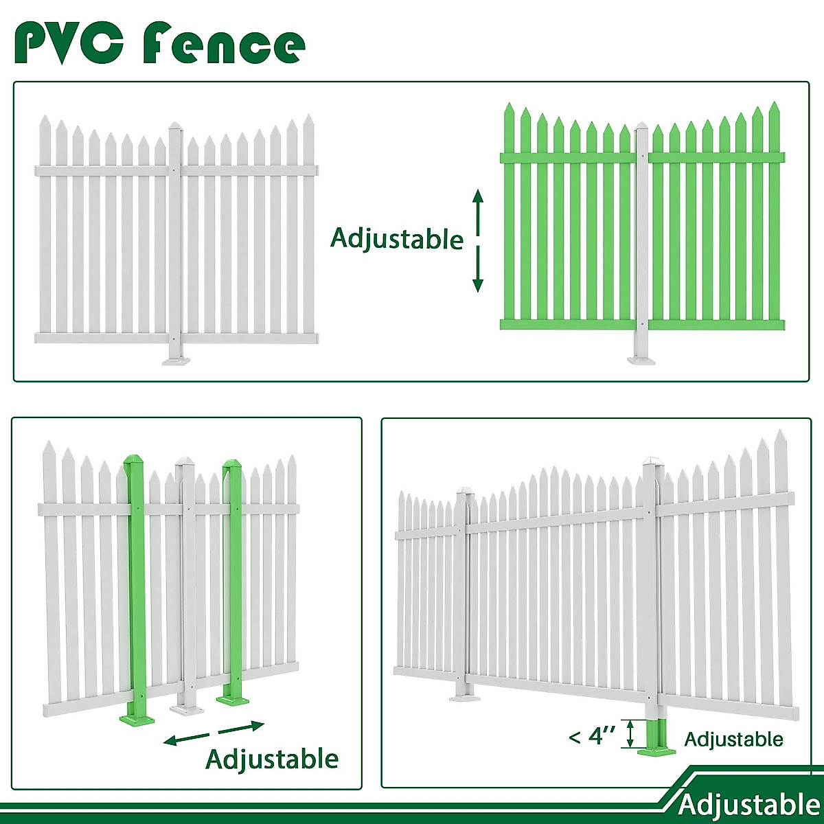 Goleray Outdoor Vinyl Fence (1Set), W84 X H36 Garden Fence Panels White Picket Fence Privacy Screen PVC Fencing for Yard Patio Decorative Air Conditioner Fence(34 Pickets,Scalloped)
