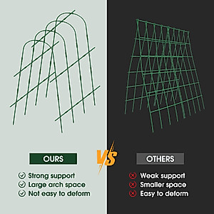Hoyejyou 65"×48" Cucumber Trellis for Raised Bed, U-Shape Garden Trellis for Climbing Plants Outdoor, Metal Arch Vegetables Trellis, Detachable Cucumber Trellis Support for Tomato,Squash,Zucchini