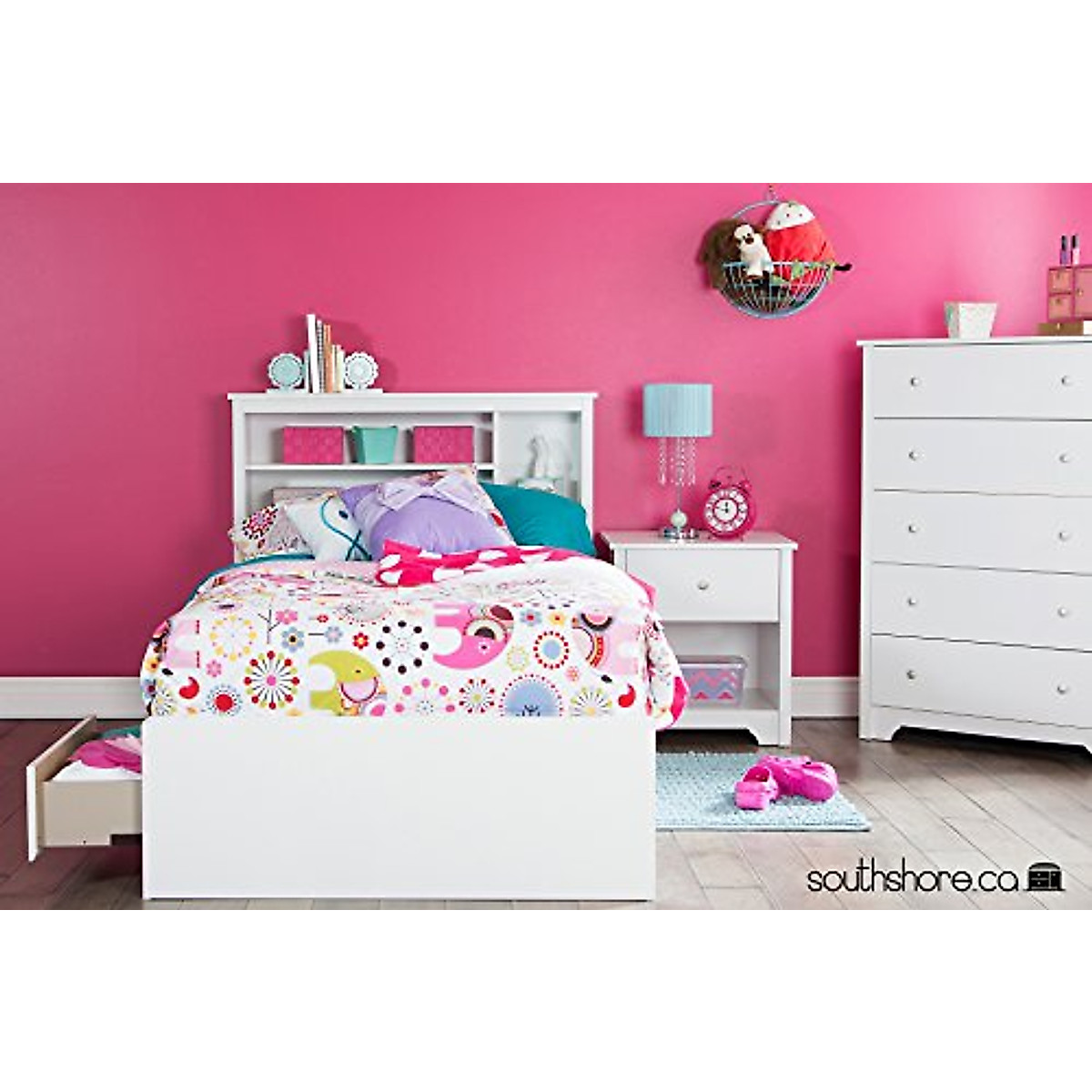 South Shore Vito Bookcase Headboard, Twin, Pure White