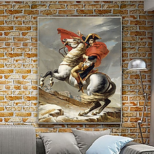 Napoleon Crossing The Alps Poster - Jacques-Louis David Canvas Art Famous Painting Wall Art Poster Artwork for Bedroom Office Wall Decor No Frame (12x16in/30x40cm-1)