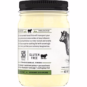 EPIC Beef Tallow, Grass-Fed, Keto Friendly, Whole30, 11oz Jar