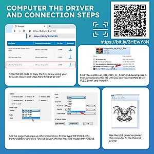 VLOXO Portable Printer, Cordless Thermal Printer Mini Inkless Printer Compatible with Phone & PC Tattoo Stencil Printer for Travel, Home, Office, with Thermal Paper and 10pcs Transfer Paper