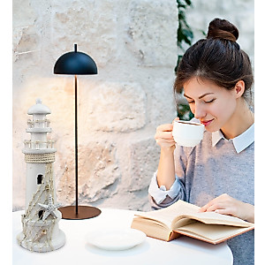 Puzzled COTA Global White Lighthouse Decor - Handmade and Crafted Wooden Lighthouse Decoration with Starfish and Fish Net, Decorative Beach Style Tabletop Centerpiece - 11 Inches