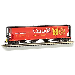 Canadian 4-Bay Cylindrical Grain Hopper with Flashing End of Train Device Canada Grain (Red) - HO Scale