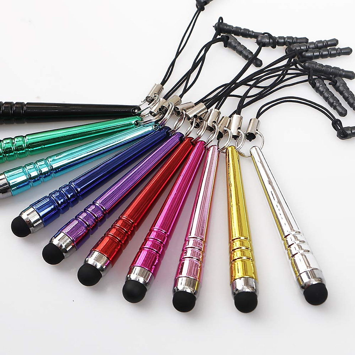 homEdge Mini Stylus Pen Set of 20 Pack, Universal Capacitive Stylus with 3.5 mm Jack Compatible with All Device with Capacitive Touch Screen – 10 Color