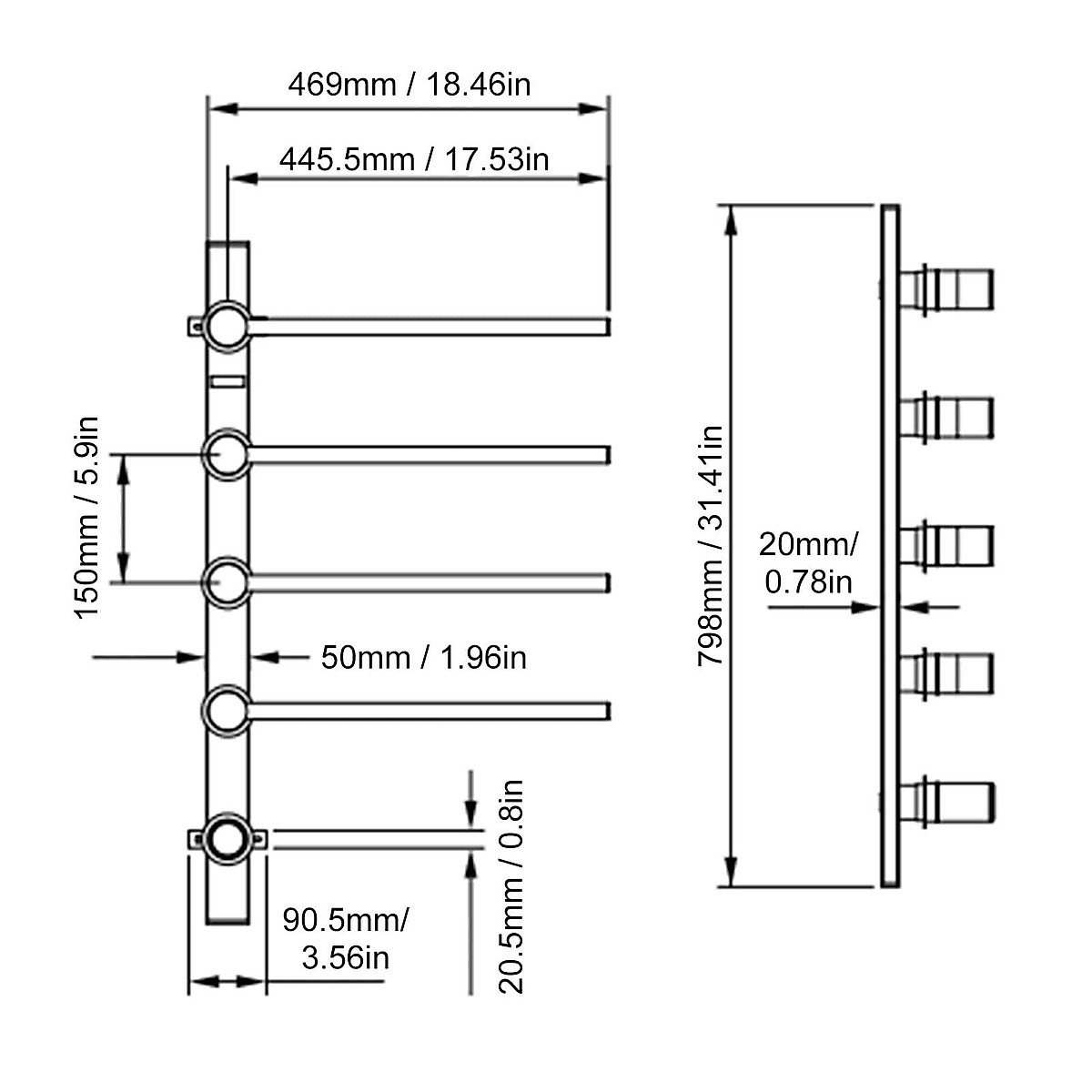Wall Heated Towel Rack - Wall Mounted Electric Towel Rack for Bathroom | Temperature Control Heating Electric Drying Rack for Bathroom, Hotel, Apartment, Gym, and Kitchen