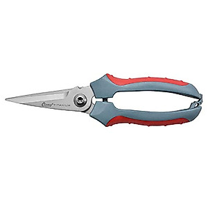 Clauss 8" Titanium Snips with Wire Cutter, Spring-Assist, Serrated Blades, Gray (18039)