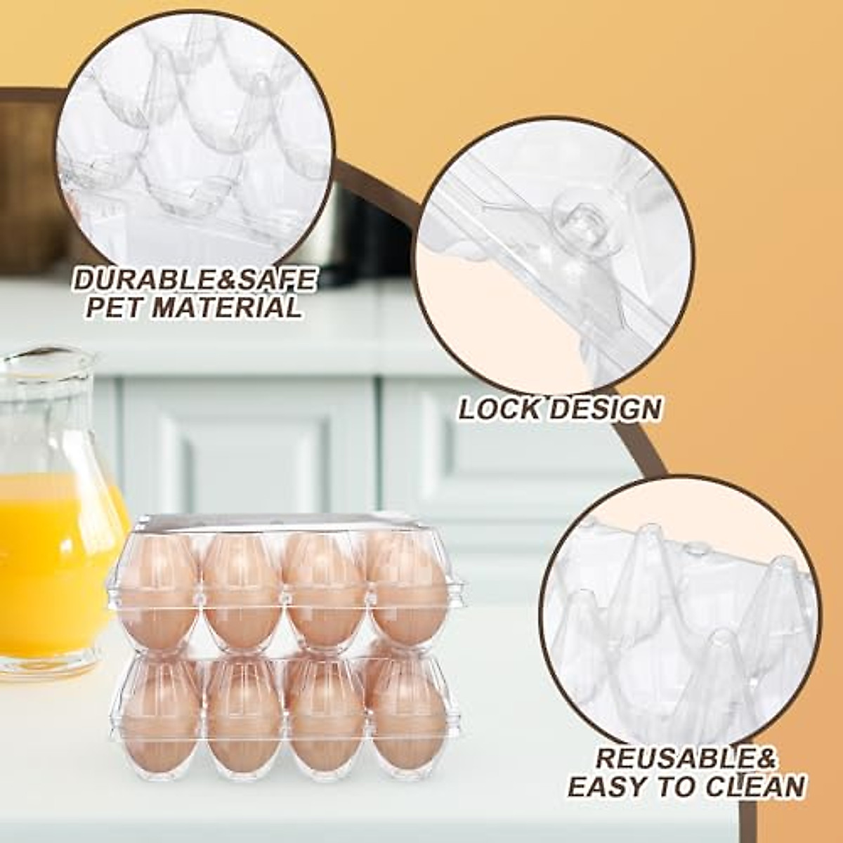 Zhanmai Plastic Egg Cartons for 12 Eggs with Sticker Labels Extra Large Duck Egg Tray Reusable Egg Container with Egg Carton Stickers Plastic Egg Holder for Refrigerator Family Market(120 Pcs)