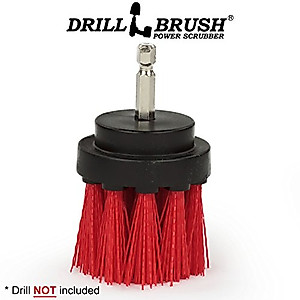 Drill Brush Power Scrubber - Small Round Stiff Brush - Outdoor Cleaning - Stiff Bristle Deck Brush - Scrub Brush - Concrete Bird Baths - Garden Statues - Spin Brush - Granite Headstone Brush