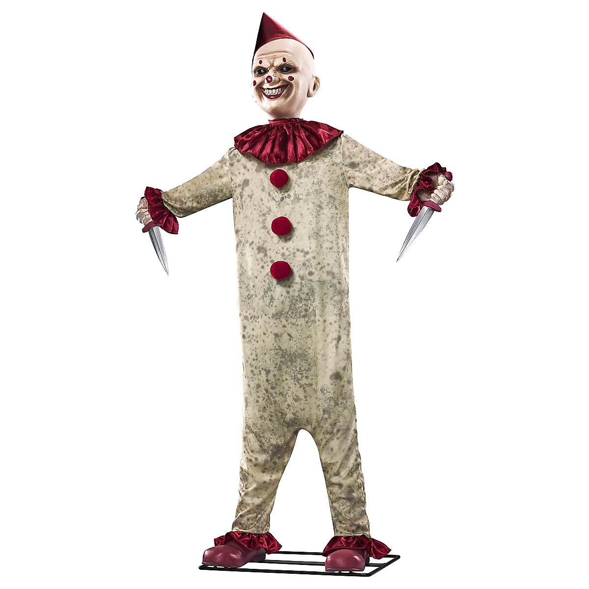 Spirit Halloween 4.9 Ft Dagger Mike Animatronic | Decorations | Animated | Pop-Up Motion | Plays Sounds | Clown Animatronic