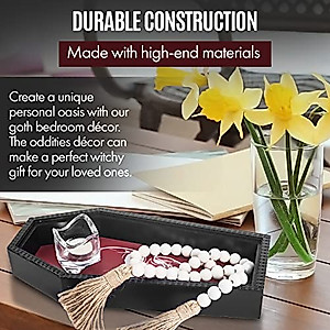 CEFRECO Wooden Coffin Tray - Gothic Halloween Serving Trays - Spooky Goth Home Decor for Makeup Organizer for Vanity - Crystal Tray Holder for Stones Display - Witchy Gifts for Women