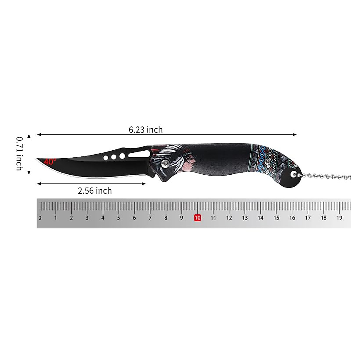 SELUCREH Mini Folding Knife for EDC,Stainless Steel Blade with Indiana Totem, Pocket Clip for Men or Women. (Black)