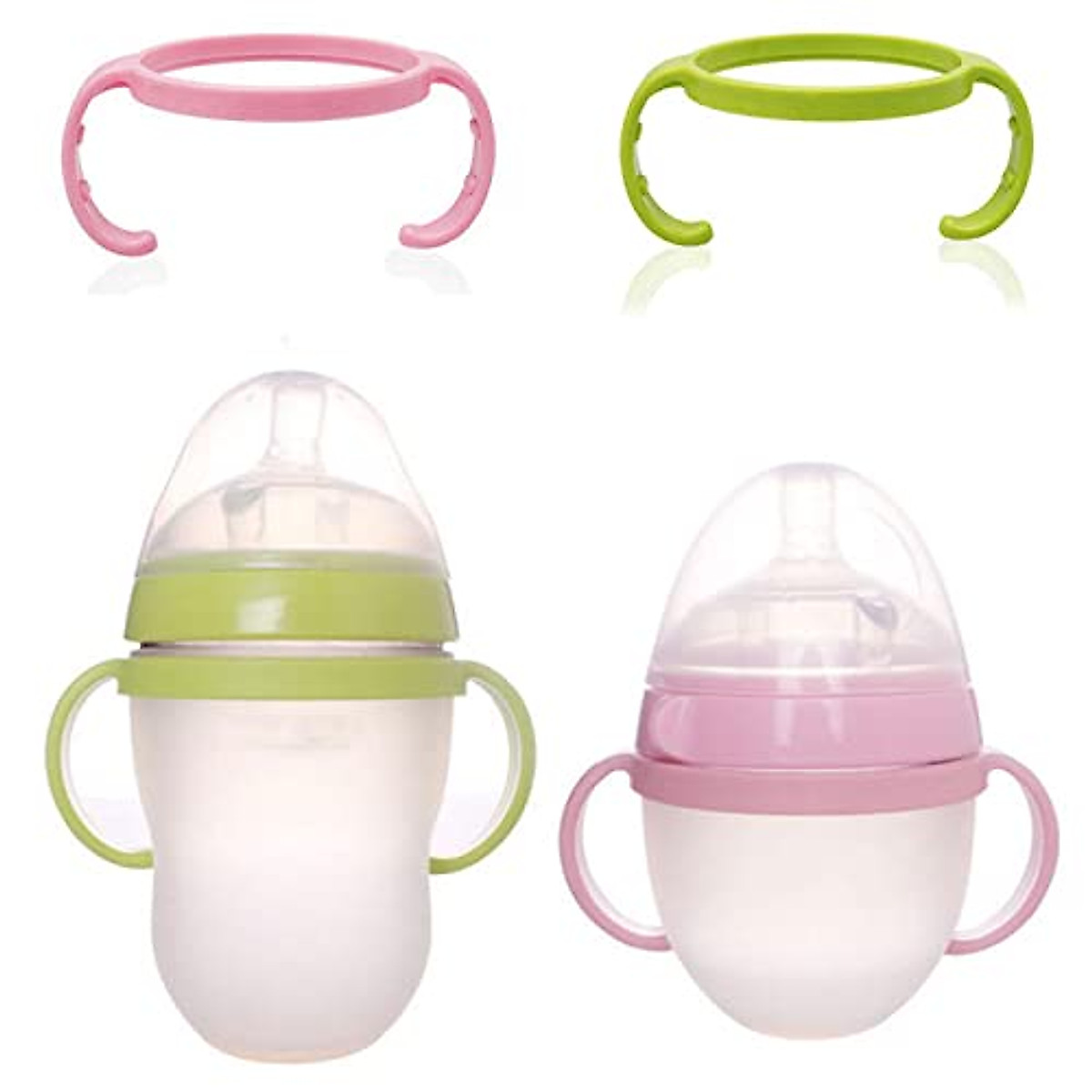 Bottle Handles Grip Compatible for Comotomo Baby Feeding Bottle (2 Count, Green)