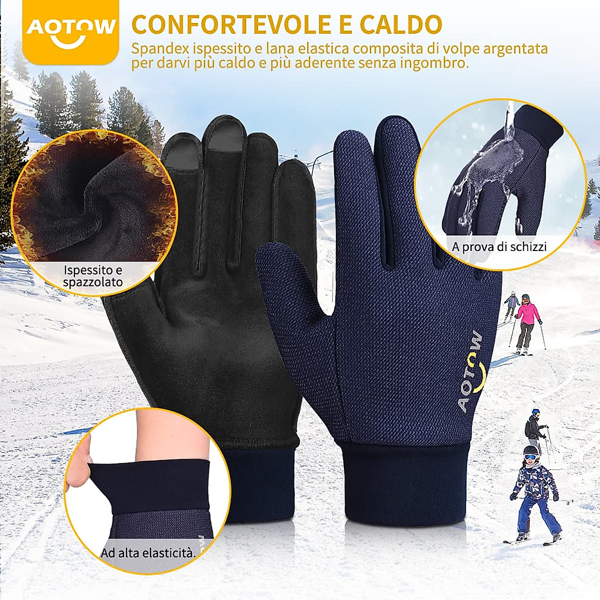 Kids Winter Warm Cycling Gloves - Boys Girls Touch Screen Anti-Slip Running Gloves Cold Weather Windproof Waterproof Children Thermal Fleece Mittens for Football Ski Bike Snow Aged 10-12