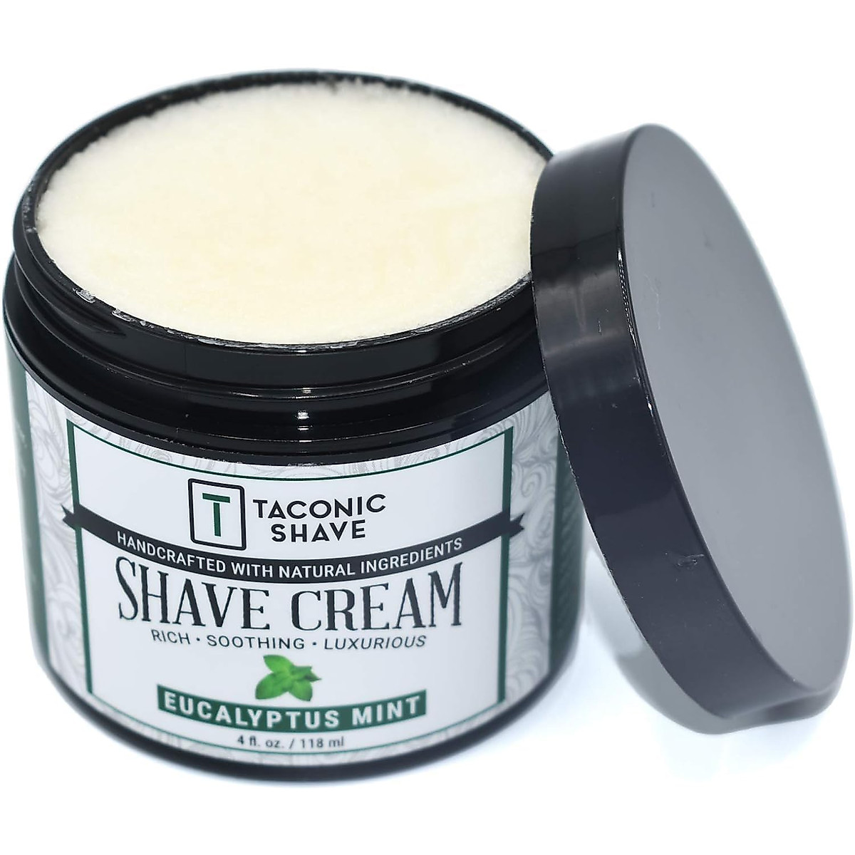 Taconic Shave, All Natural Shave Cream – Highly-Concentrated, Shaving Cream for Men and Women – 4 oz. Moisturizing Shaving Cream Tub with Skin Soothing Ingredients – Cooling Eucalyptus & Mint