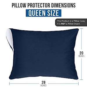 Utopia Bedding Waterproof Pillow Protectors Zippered (2 Pack, Navy) Queen Size, Zippered Pillowcases, Bed Bug Proof Pillow Encasement Covers 20 x 28 Inches