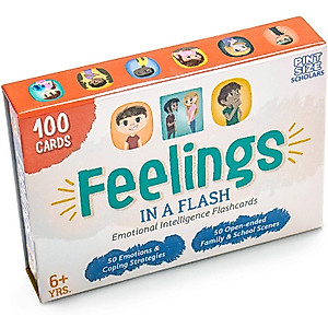 Feelings in a Flash - Emotional Intelligence Flashcard Game - Toddlers & Special Needs Children - Teaching Empathy Activities, Coping & Social Skills - 50 Scenario Cards, 50 Reaction Faces