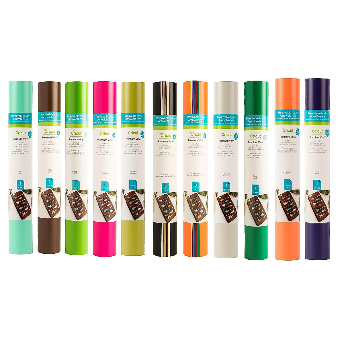 Cricut Ultimate Vinyl Sampler - Includes Over 48 feet of Adhesive Removable Vinyl Rolls with a Variety of Colors & Samplers