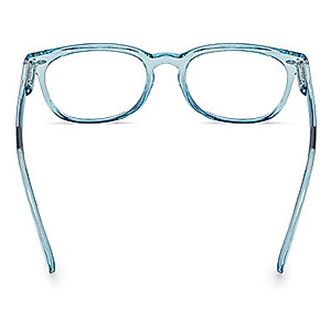Rae Dunn "JUDY Blue Light Blocking Reading Glasses w/READ MORE Signature Font Microfiber Case (Crystal Dusty Blue, 2.0)