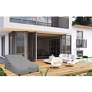 Okcool 100% Waterproof Patio Double Wide Chaise Lounge Chair Cover, 600D Tough Canvas 80 Inch Outdoor Chaise Lounge Covers