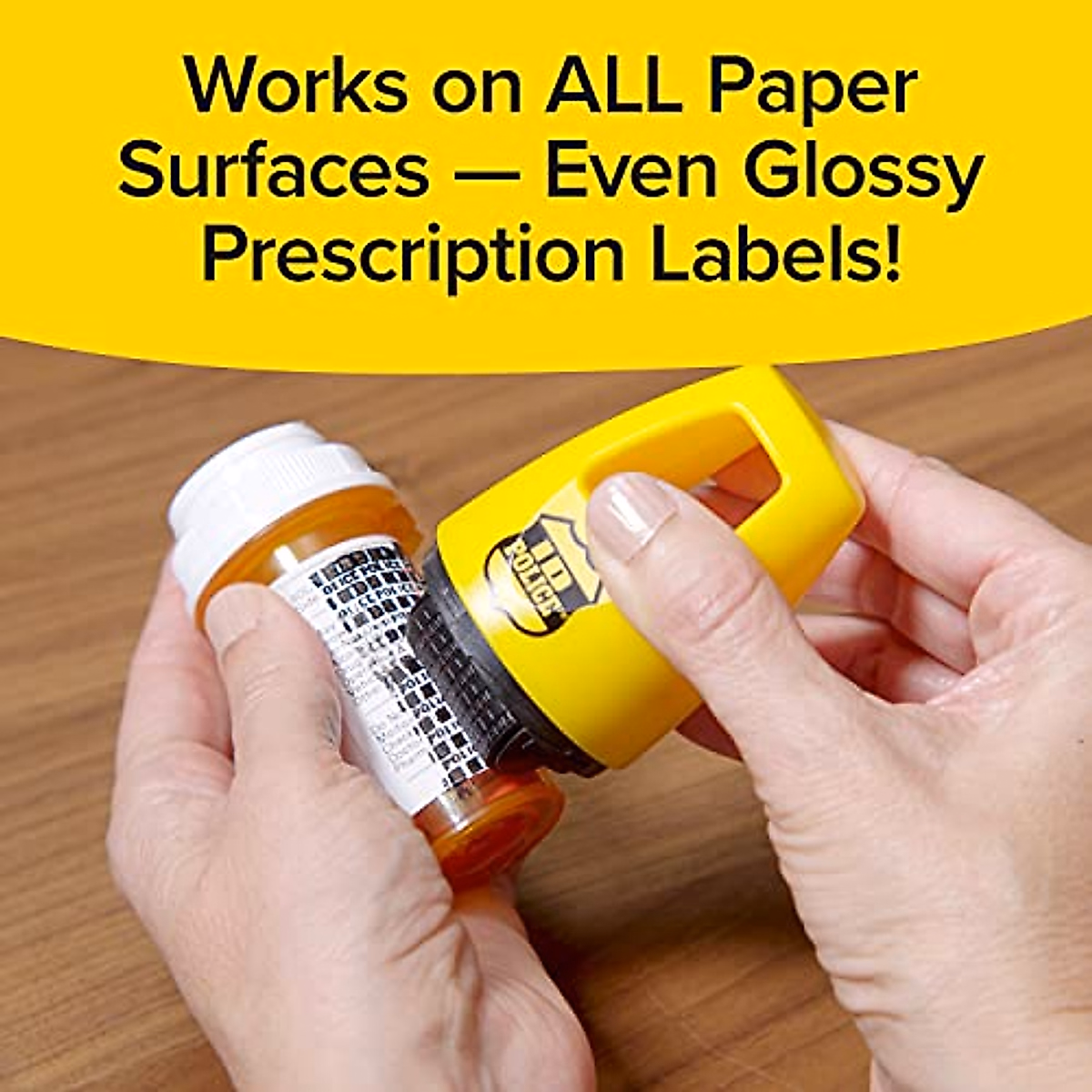 ID Police Identity Theft Protection Roller Stamp, As Seen on TV Police Identity Protection Roller Helps Stop ID Theft by Concealing Your Info with Just One Roll, Yellow, Stocking Stuffer