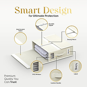 Luxury Lineup Bed Sheet Organizer 4 Pack, Foldable Linen Closet Organizers and Storage, Sheet Organizer Queen & King Size, Bedding Storage Box for Bedsheets, Duvet Covers and Pillow