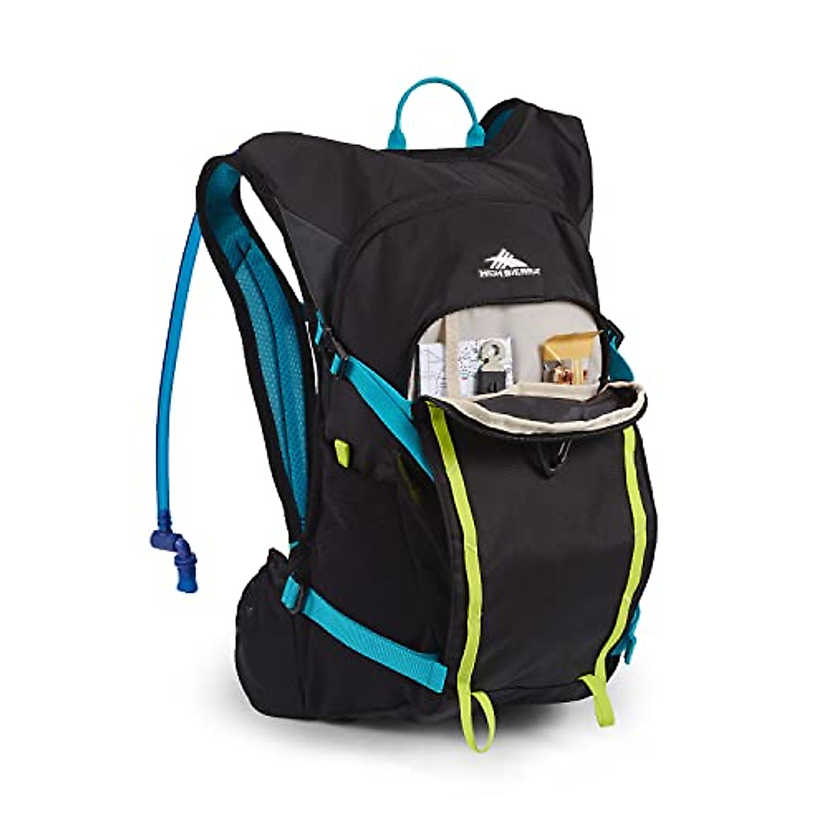 High Sierra Hydrahike 2.0 Hydration Backpack with 2L Reservoir, for Hiking, Biking, Camping, Traveling, Black, 8L