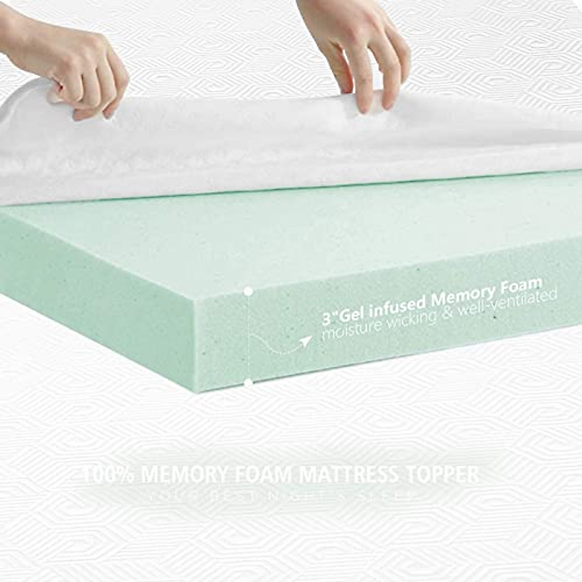 LINCELLI 3 Inch Memory Foam Mattress Topper Queen | Select High Density Supportive Memory Foam Pad | Firm Mattress Topper
